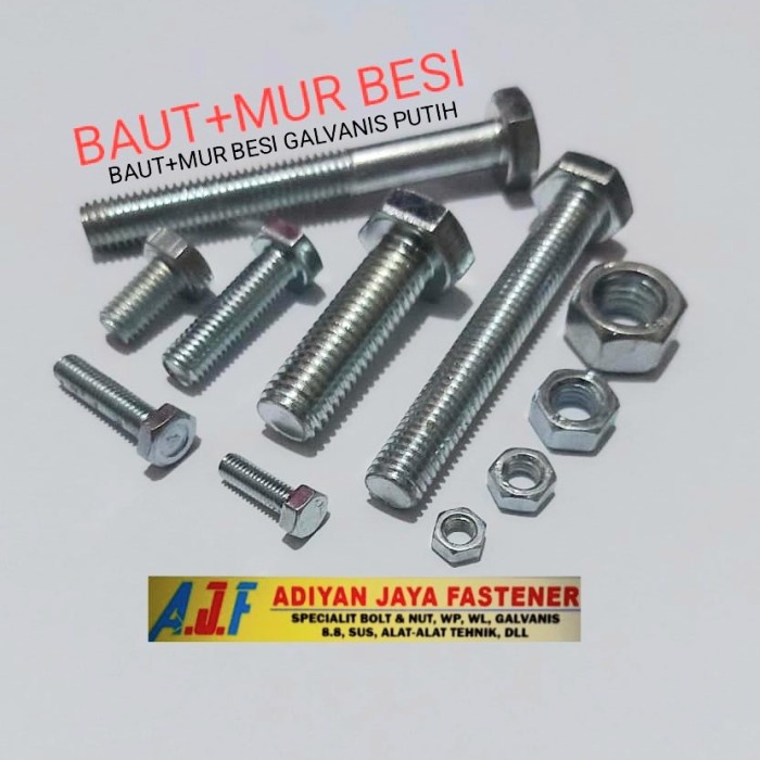 Jual BAUT+MUR HEXAGON / KEPALA BAUT SEGI 6, 18X75 GALVANIS PUTIH ...