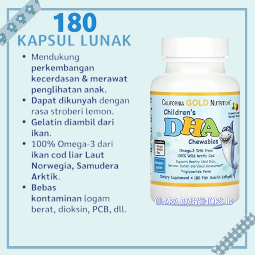 Jual California Gold Children DHA Perkembangan Otak Anak 180 Gel Kunyah ...