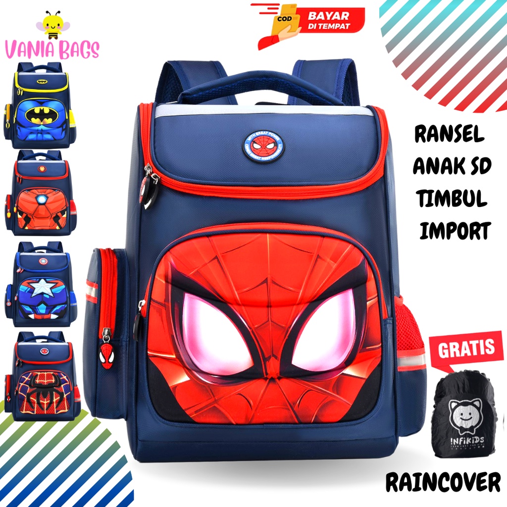 Jual Tas Ransel Anak Laki laki Waterproof motif karakter tas sekolah Anak TK SD SMP lampu led ...