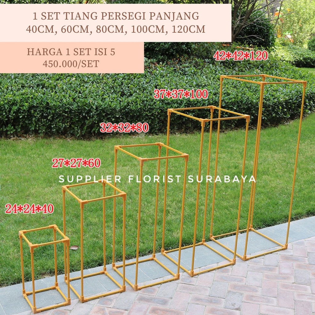 Jual [ECER] TIANG GOLD DEKORASI WEDDING CAGAK GOLD BACKDROP BUNGA TIANG ...