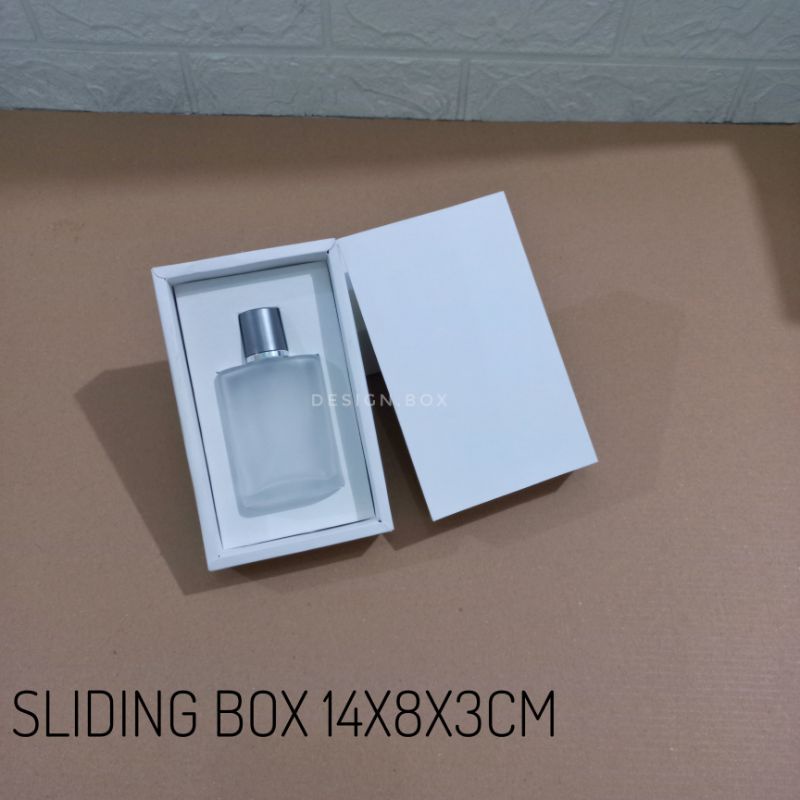 Jual BOX PARFUM PUTIH CETAK HOTPRINT 14X8X3CM | SLIDING BOX 14X8X3CM ...