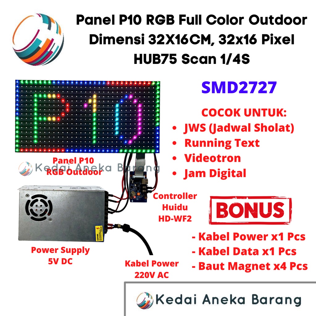 Jual Panel Module Modul LED P10 Running Text SMD RGB Outdoor 1/4S SMD2727 Tri Full Color Dot ...