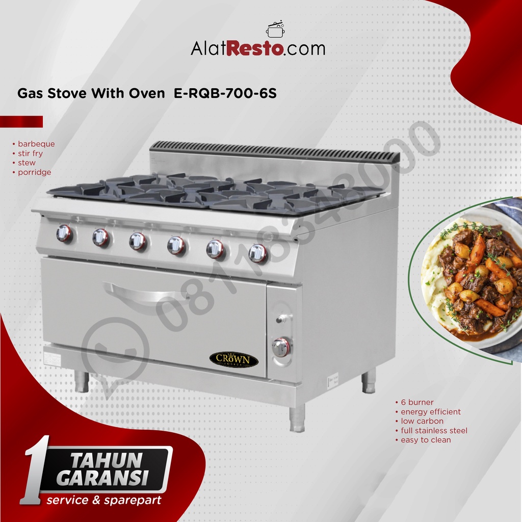 Jual Gas Stove with Oven Crown Horeca E-RQB-700-6S | Shopee Indonesia