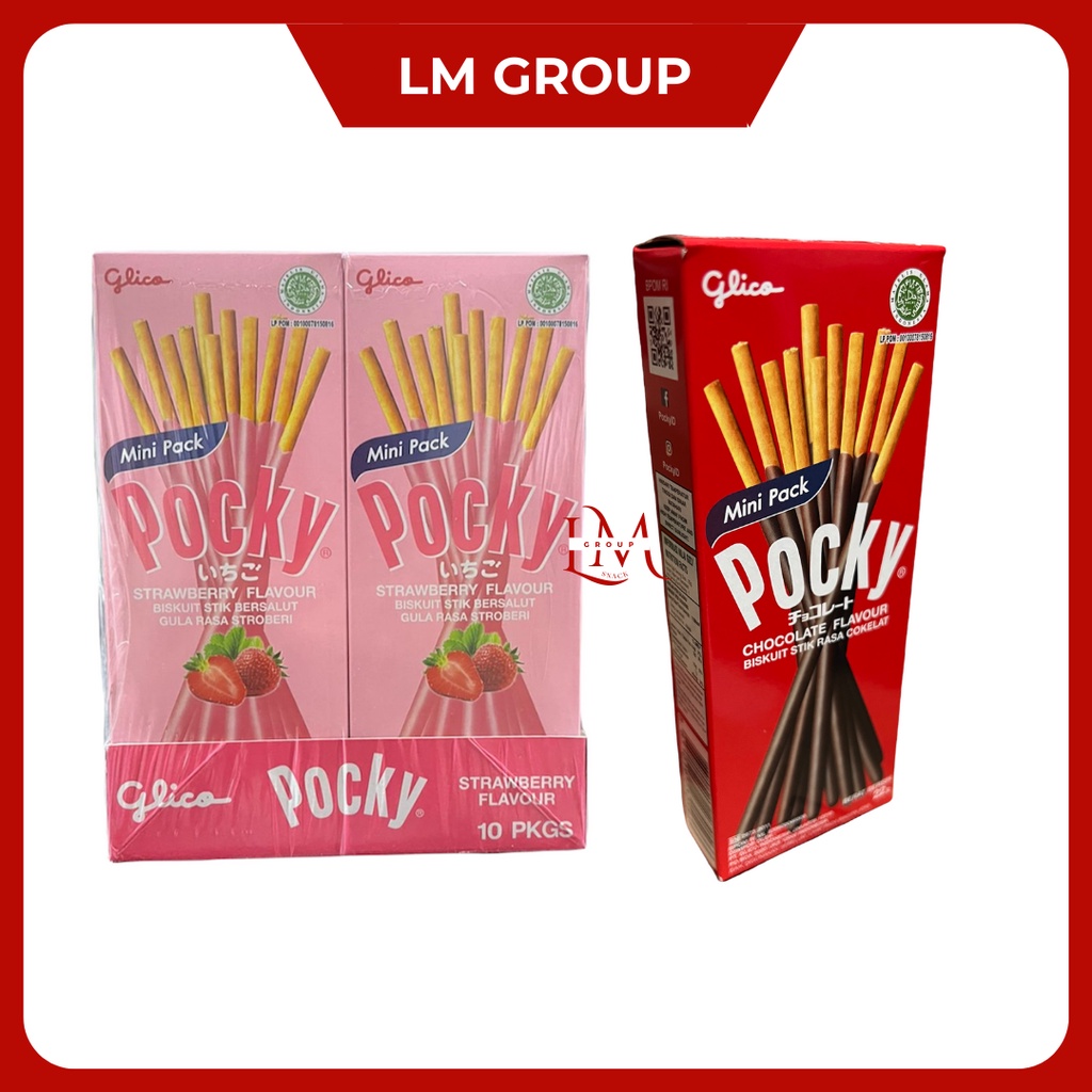Jual Glico Pocky Minipack Rasa Coklat/Strawberry Biskuit Stik @22gr | Shopee Indonesia