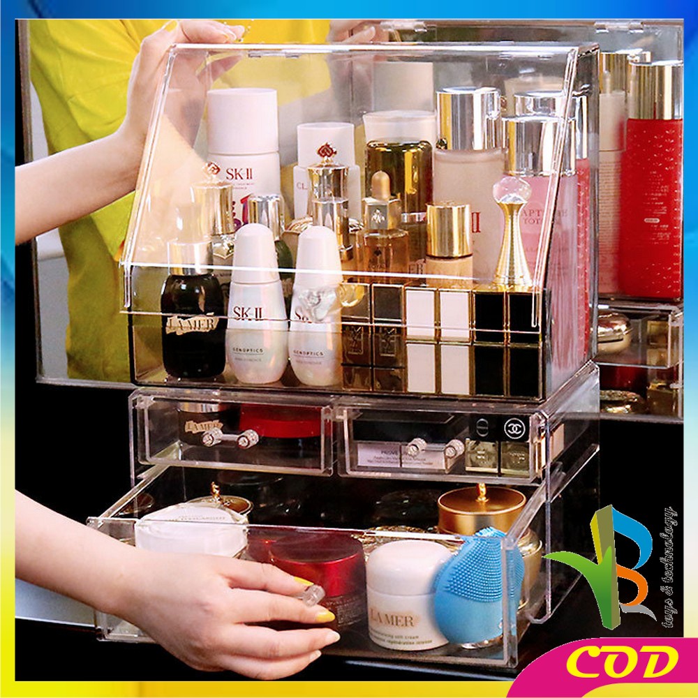 Jual RB-K133 Rak Kosmetik Acrylic Transparan Dengan Penutup Anti Debu ...