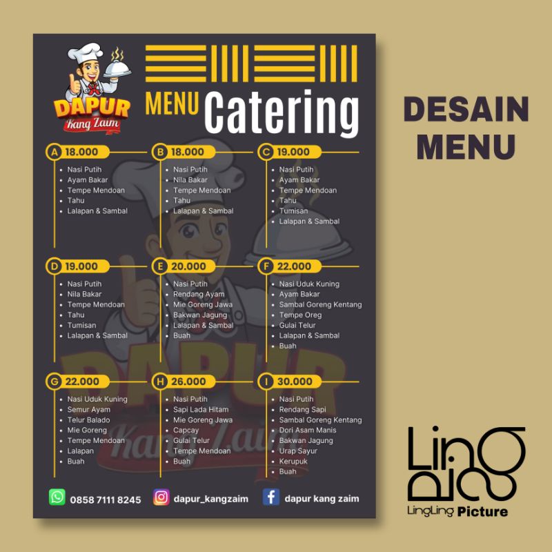 Jual Desain Menu Makanan/Minuman Cafe, Restoran, Rumah Makan, KEREN ...