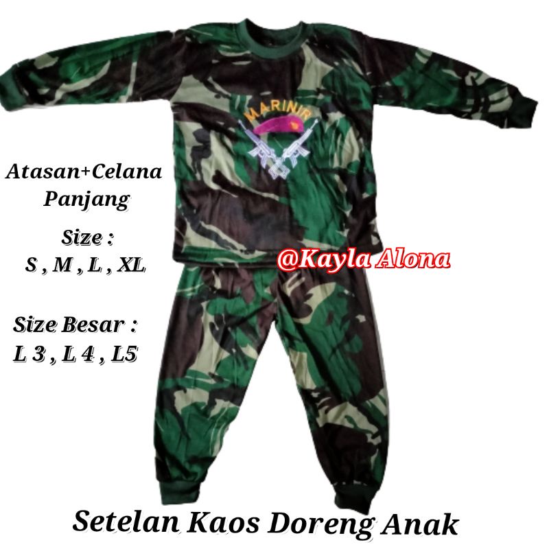 Jual BAJU LORENG CELANA LORENG ARMY ANAK ( SETELAN ) / BAJU DORENG ...