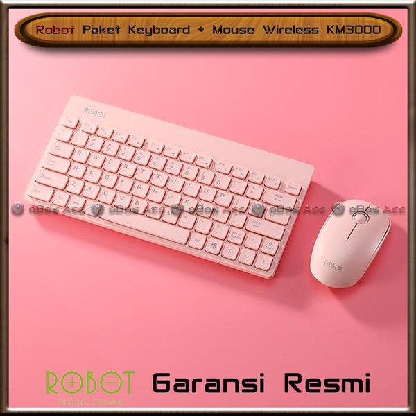 Jual Paket Keyboard Mouse Wireless Robot Km3000 Pink Pc Komputer Laptop ...