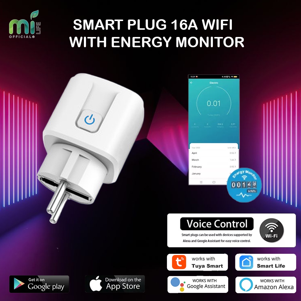 Jual MiLife Colokan Pintar Smart Plug Wifi 16A IoT Enery Monitoring ...