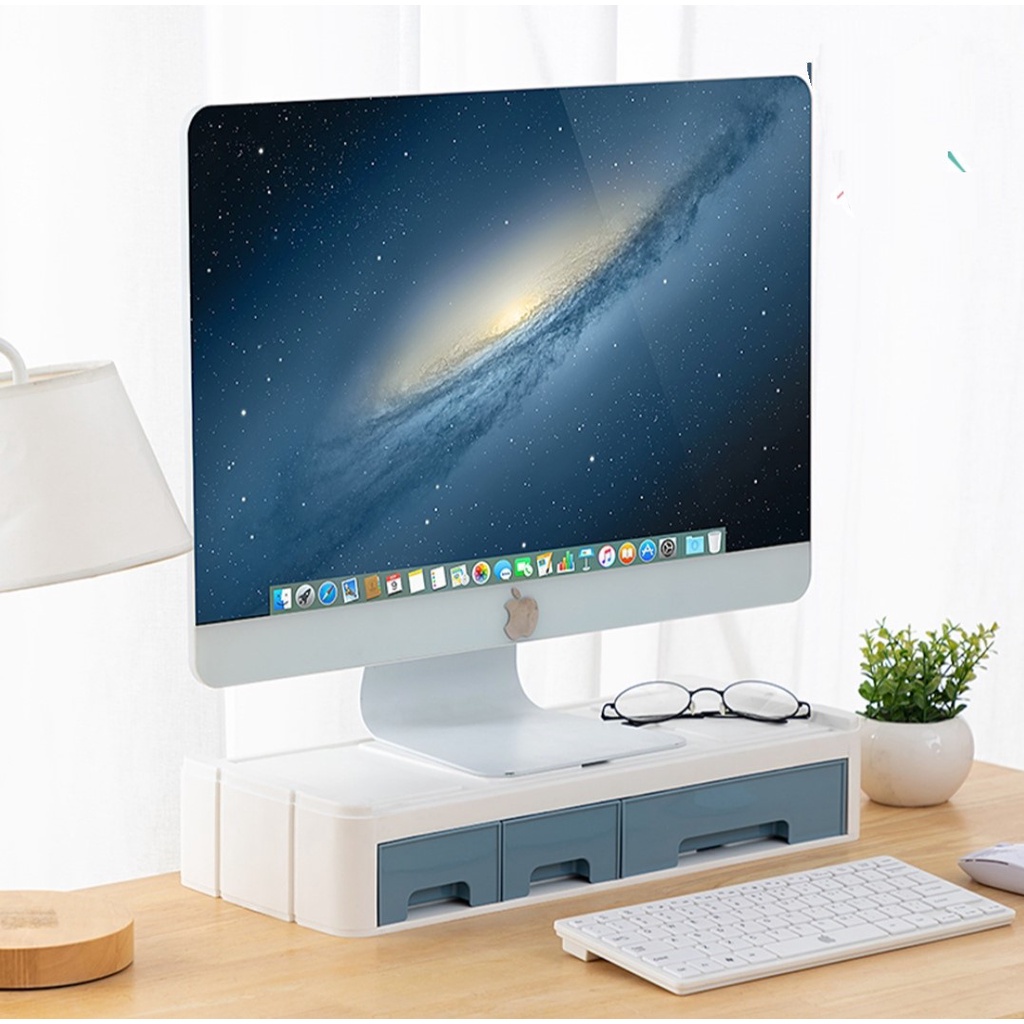 Jual meja monitor stand monitor plastik dengan laci | Shopee Indonesia
