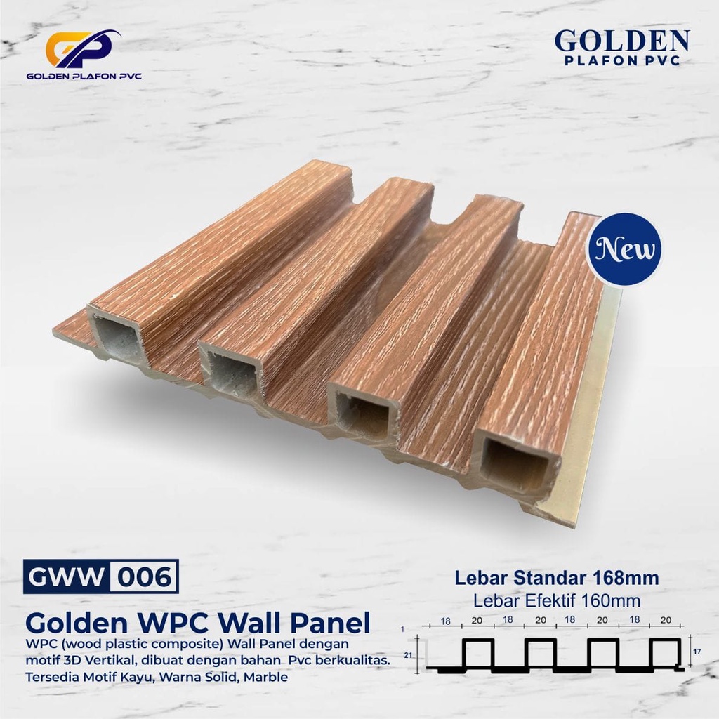 Jual WPC Wood Wall Panel Dinding Golden motif 3D GWW006 | Shopee Indonesia