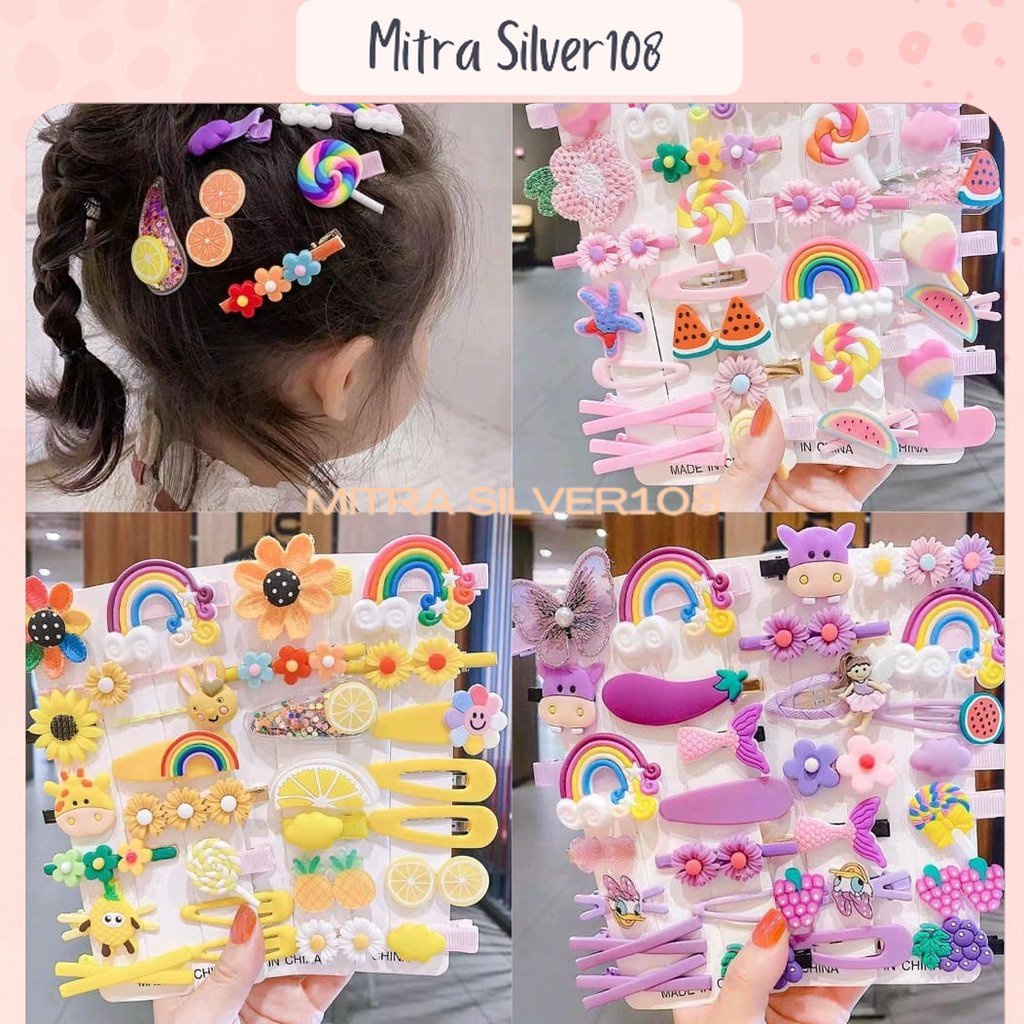 Jual [MS108] JPT 07 - Jepit Rambut Anak Fashion Korea Set 14 Jepit ...