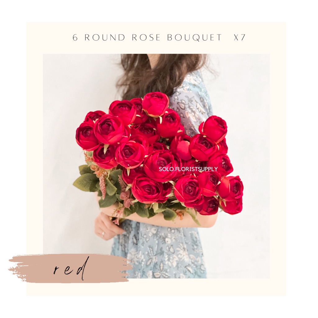 Jual ROUND ROSE BOUQUET X7 Bunga Mawar Rose Paris Kombinasi x12(satuan) Bunga Artificial Bunga ...