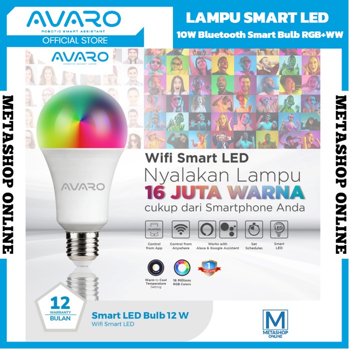 Jual AVARO Lampu Pintar Smart LED 12W Watt WiFi Smart Bulb RGB + WW ...