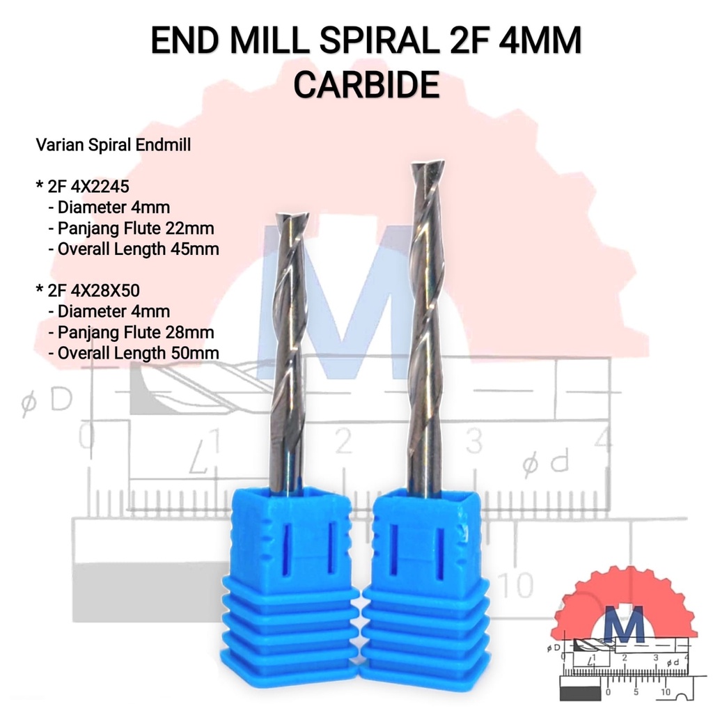 Jual Endmill 2F spiral 4mm carbide 4 mm 2 flute cnc router bit | Shopee ...