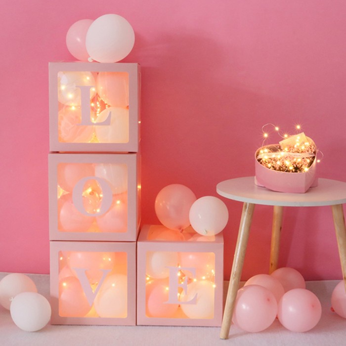Jual Balon Box LOVE 4 pc kotak transparan DIY dekorasi kotak mika ...