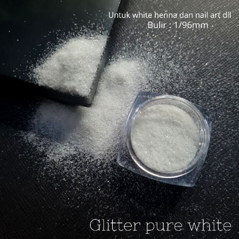 Jual Glitter pure white henna nail art 1/96, 1/128, 1/170 mm kilau ...