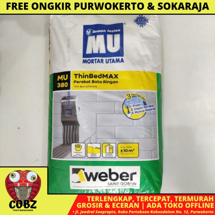 Jual MU 380 SEMEN PEREKAT HEBEL BATA RINGAN BATAKO 40 KG PER SAK ...