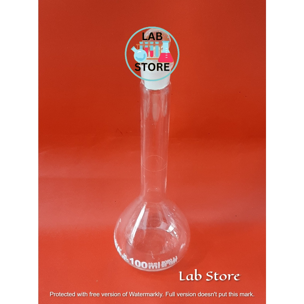 Jual Labu ukur 100ml Herma / Volumetric Flask 100ml Herma / Labu ukur Glass Stopper | Shopee ...