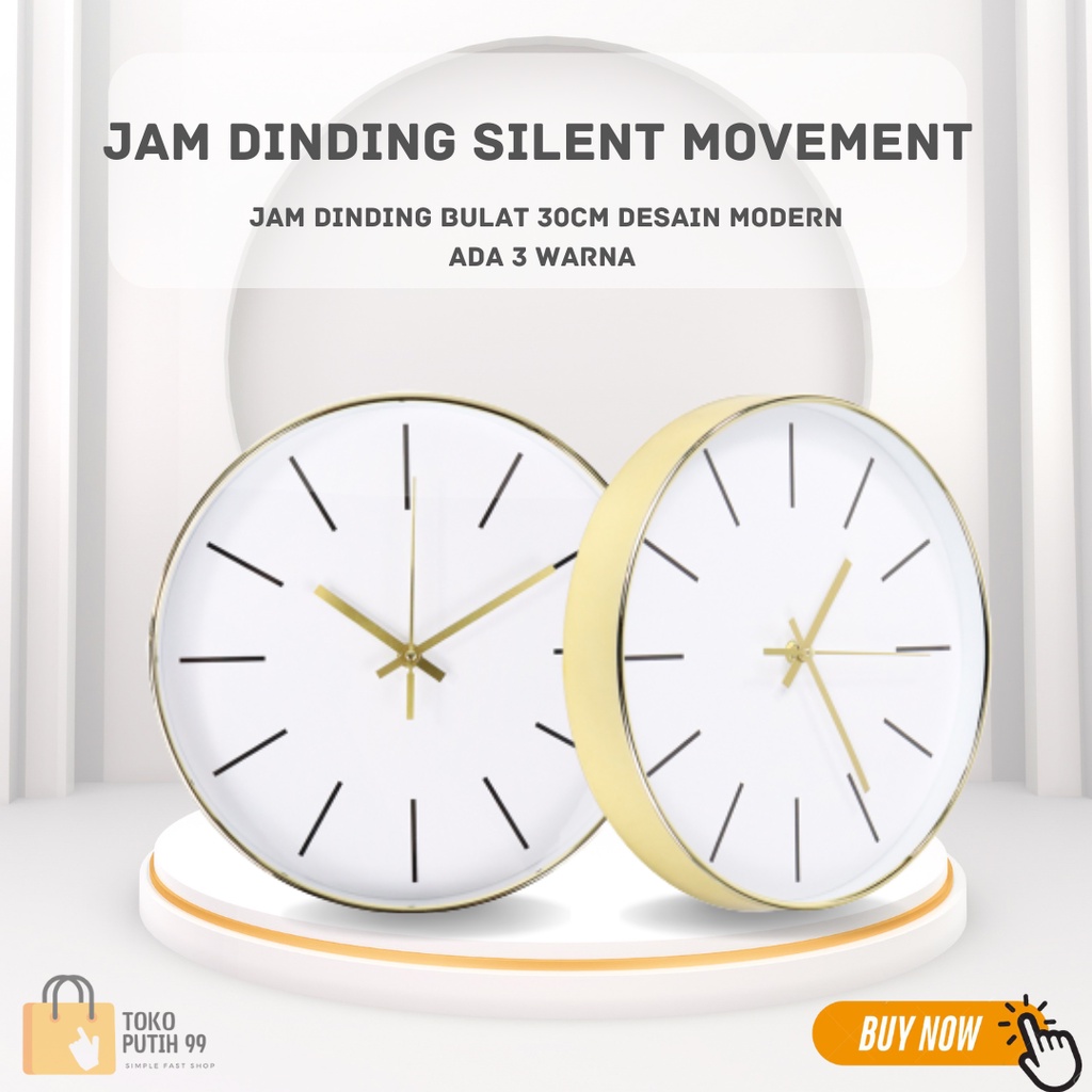 Jual Jam Dinding Bulat Silent Movement Quartz Model Modern | Shopee ...
