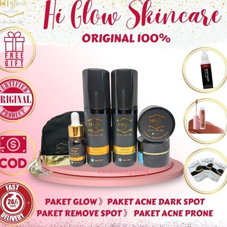 Jual HOT HI GLOW SKINCARE ORIGINAL/PAKET GLOW/ ACNE DARK SPOT/ ACNE ...
