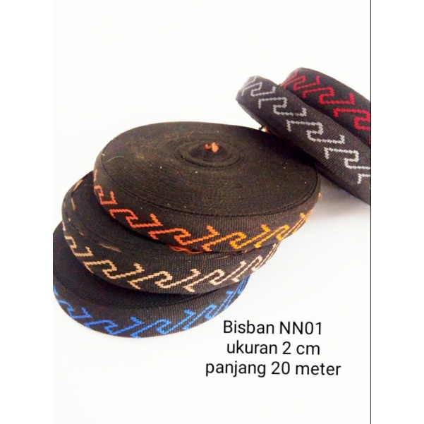 Jual bisban tali webbing NN01 ukuran 2 cm 1 rol panjang 20 meter ...