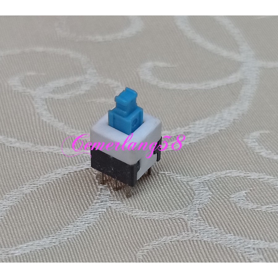Jual Blue Cap Square Push Button 8*8MM Self locking Latching Switch ...