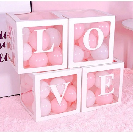 Jual Box Balon tulisan LOVE 4 pc kotak transparan DIY dekorasi ...