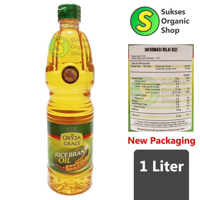 Jual Rice Bran Oil/Minyak Goreng Bekatul Padi | 1L | Oryza Grace ...