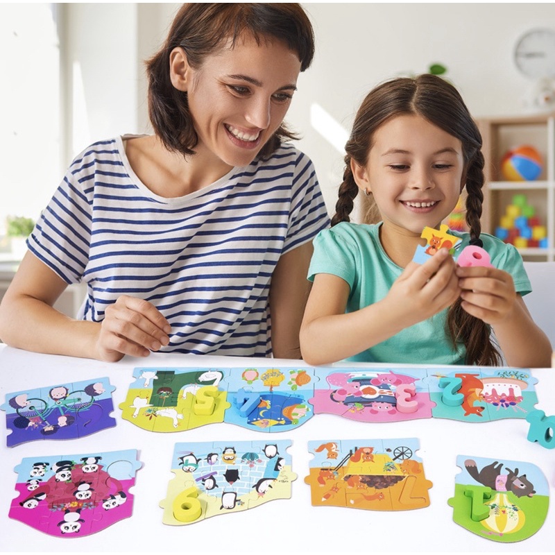 Jual puzzle qiyi wooden puzzle animal number and alphabet 3d puzzle abc ...