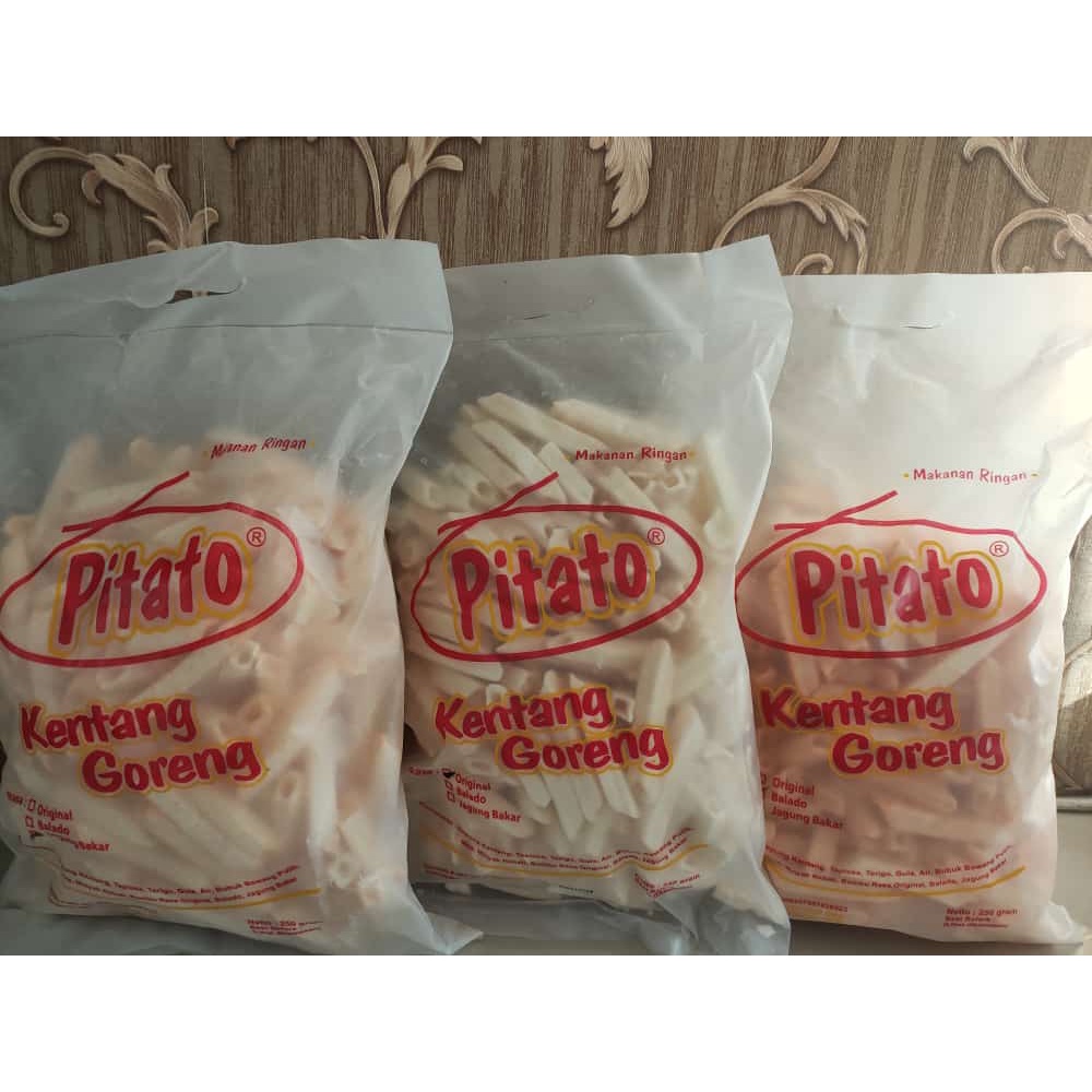Jual Pitato kentang goreng, stik kentang 3 varian rasa berat 250 gram ...