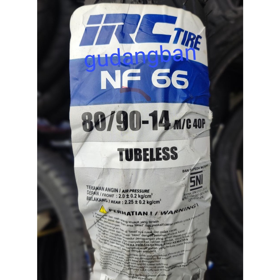Jual ( RING 14 ) Ban luar IRC NF66 80 / 90 - 14 NF 66 Tubeless Motor ...