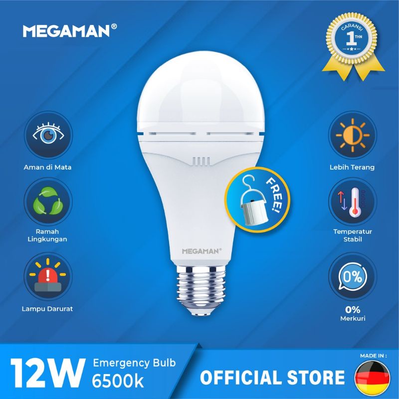 Jual Megaman Lampu Emergency 12W 9W Cahaya Putih 6500K | Shopee Indonesia