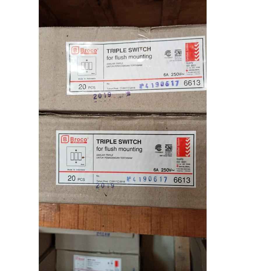 Jual Segera Dapatkan!! BROCO IB SAKLAR 3 GANG CREAM 6613 (HARGA GROSIR ...
