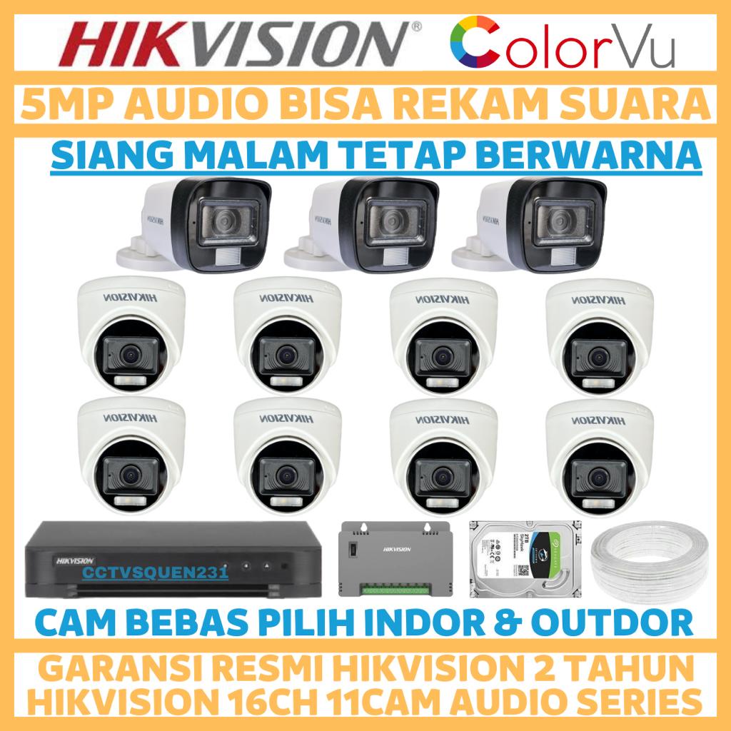 Jual PAKET CCTV HIKVISION COLORVU 5MP 16 CHANNEL 11 CAMERA AUDIO SERIES ...