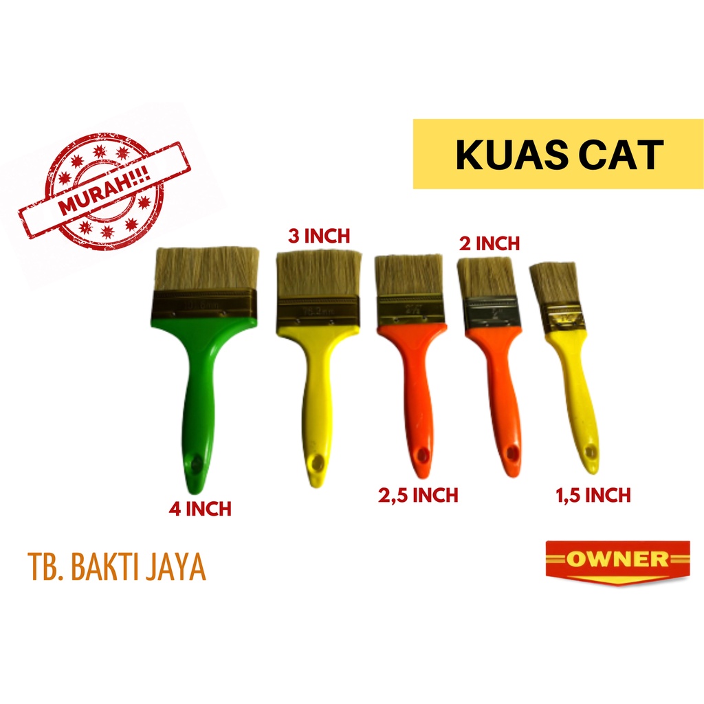 Jual Kuas Cat Tembok Dinding Satuan PVC Ukuran 1-4 Inch OWNER | Shopee ...