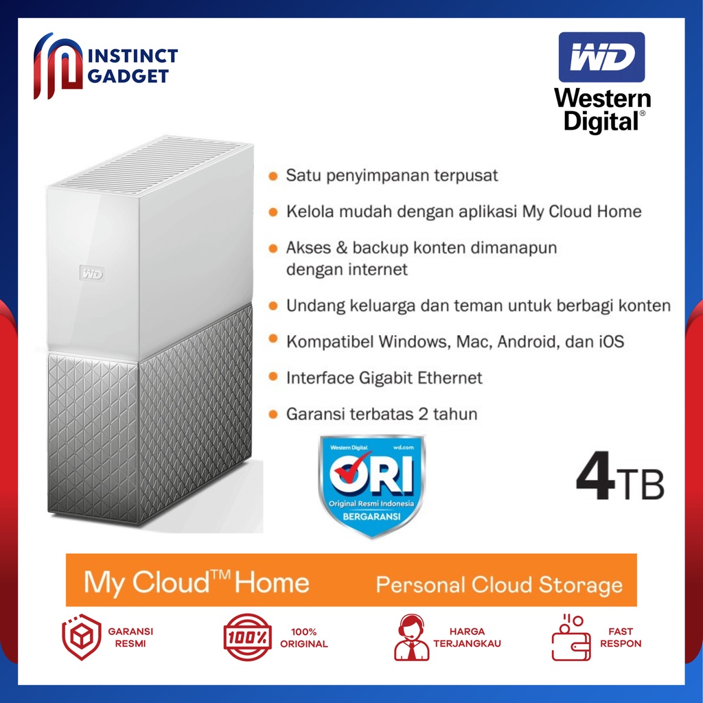 Jual Harddisk External WD My CLOUD HOME 4TB - Hard Disk HD Eksternal WD MYCLOUD HOME 4TB ...