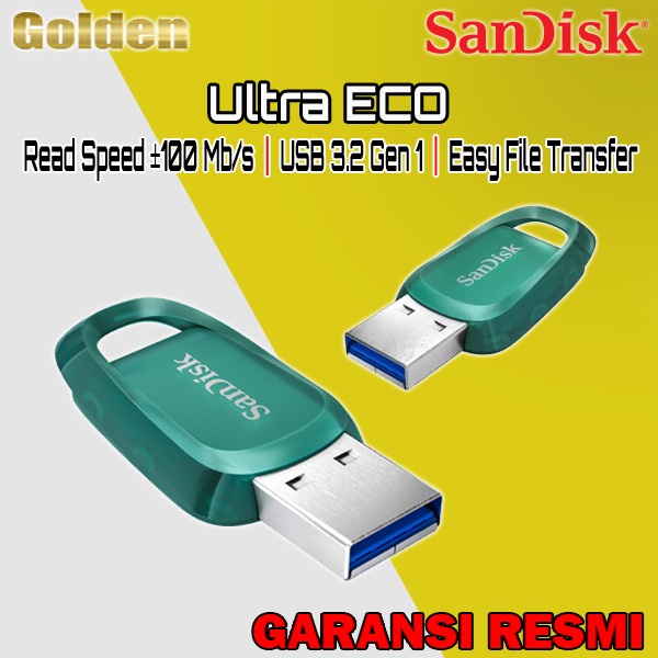 Jual SANDISK Ultra ECO USB 3.2 Flashdisk 64GB 128GB 256GB 512GB Resmi ...