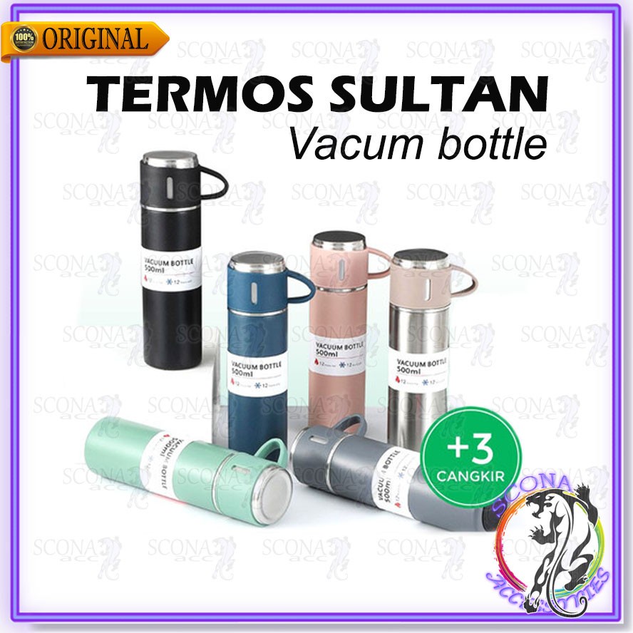 Jual Termos Sultan Vacuum Flask Set Botol Minum Cangkir Premium 500 ML ...