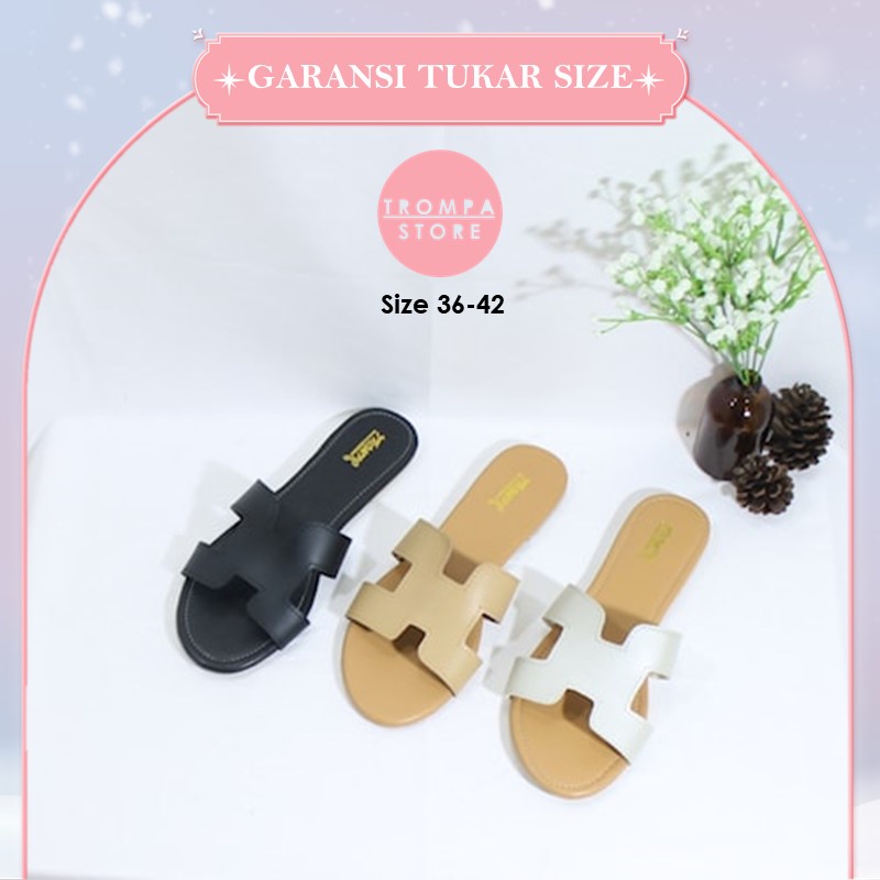 Jual Sandal Slop Wanita Cewek Sendal Cewe Pesta Wanita Flat Kondangan ...