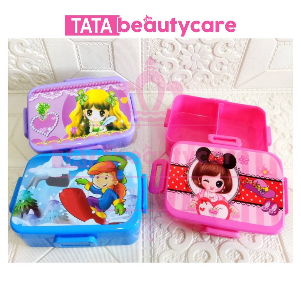 Jual [600gr] T698 | SET LUNCH BOX KARTUN BOY GIRL 2 SEKAT + BOTOL MINUM ...