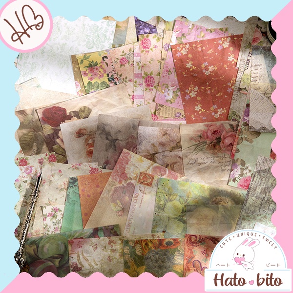 Jual 1 set 50 lembar material paper background deco kertas hias jurnal ...