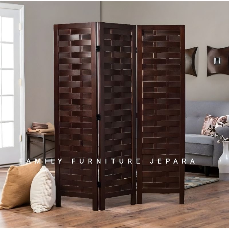 Jual sketsel minimalis model anyaman kayu jati penyekat ruang minimalis ...