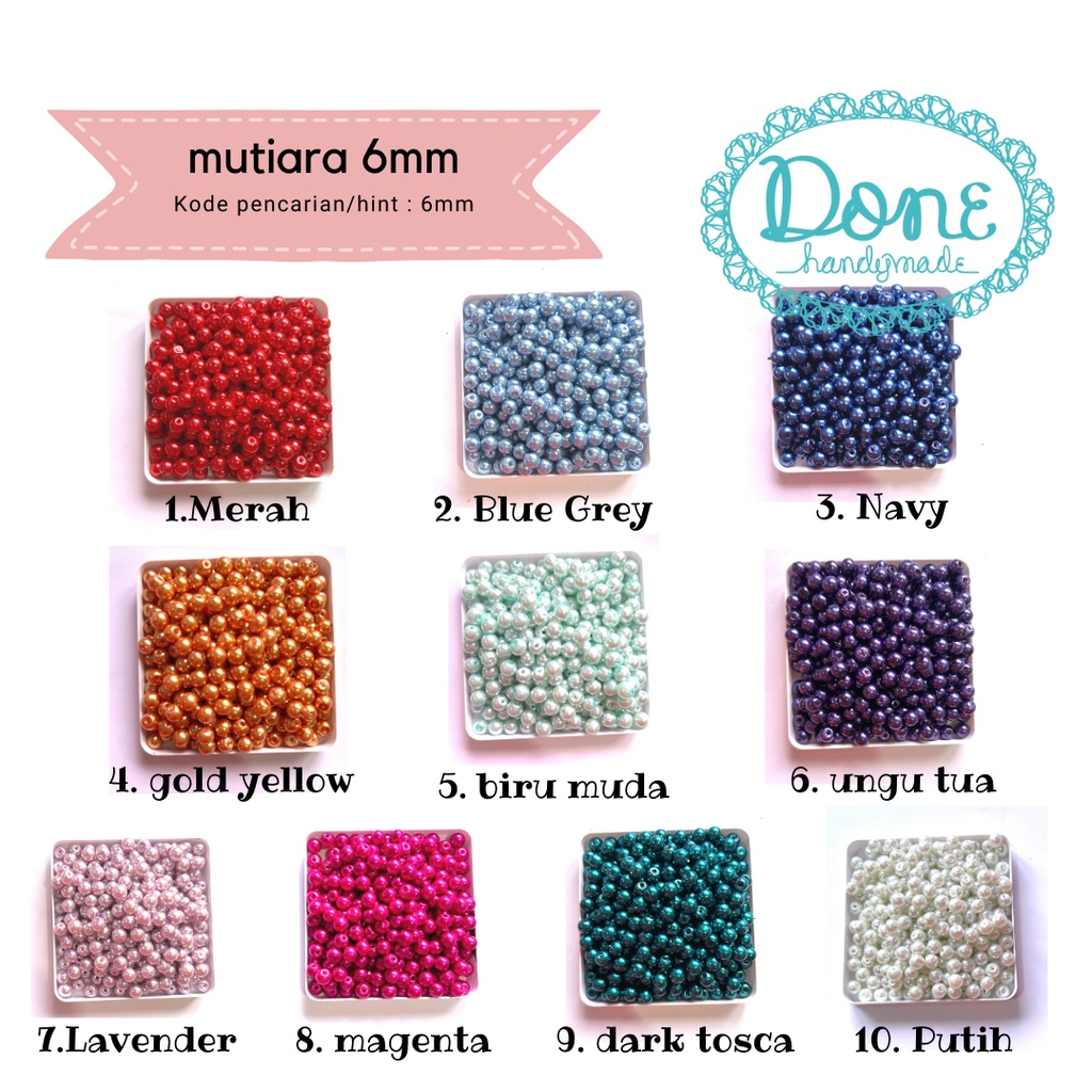 Jual manik manik mutiara pearl beads gantungan kunci payet 6mm pearl beads | Shopee Indonesia