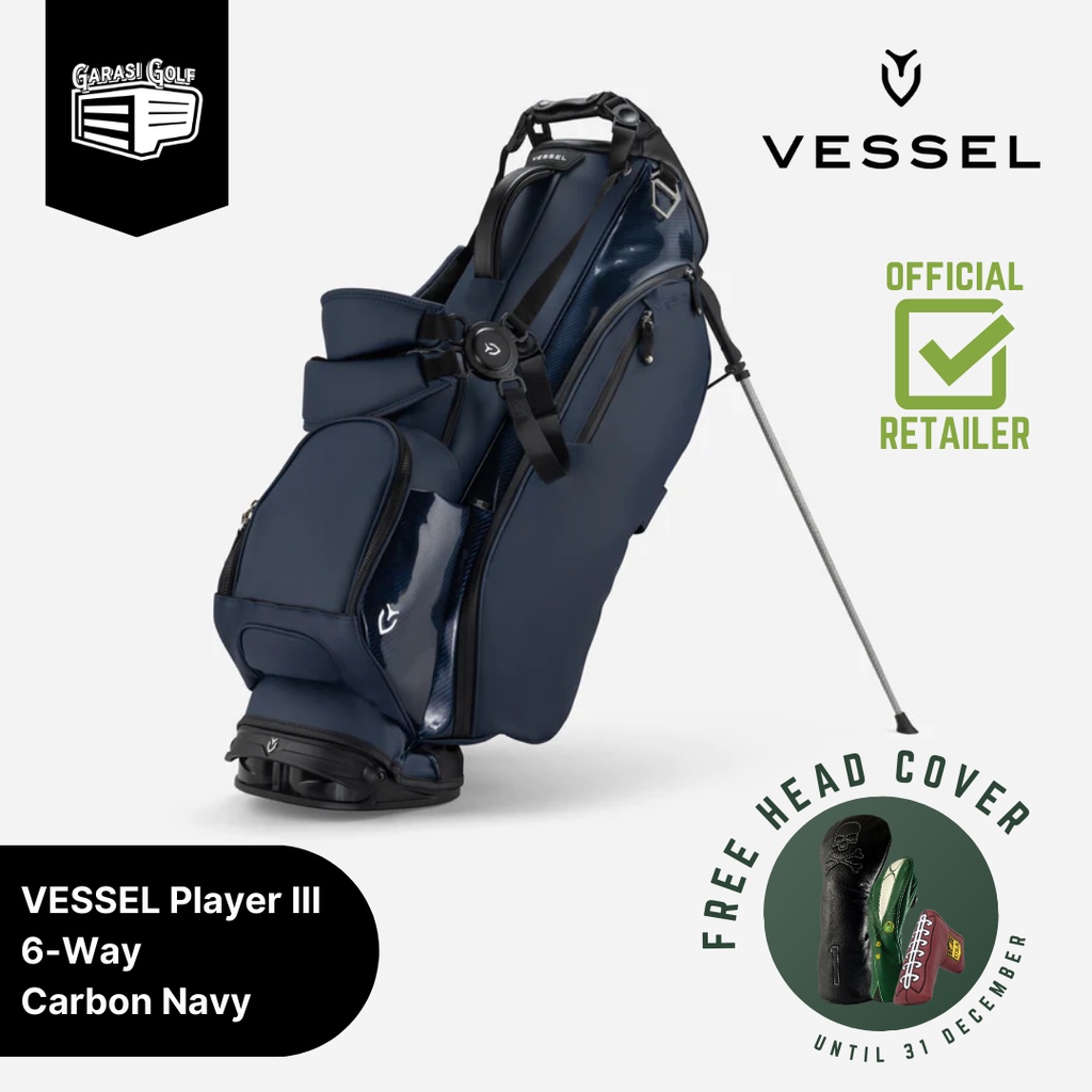 Jual VESSEL Player III 6-Way Stand Bag Golf Carbon Navy - Tas Stik ...