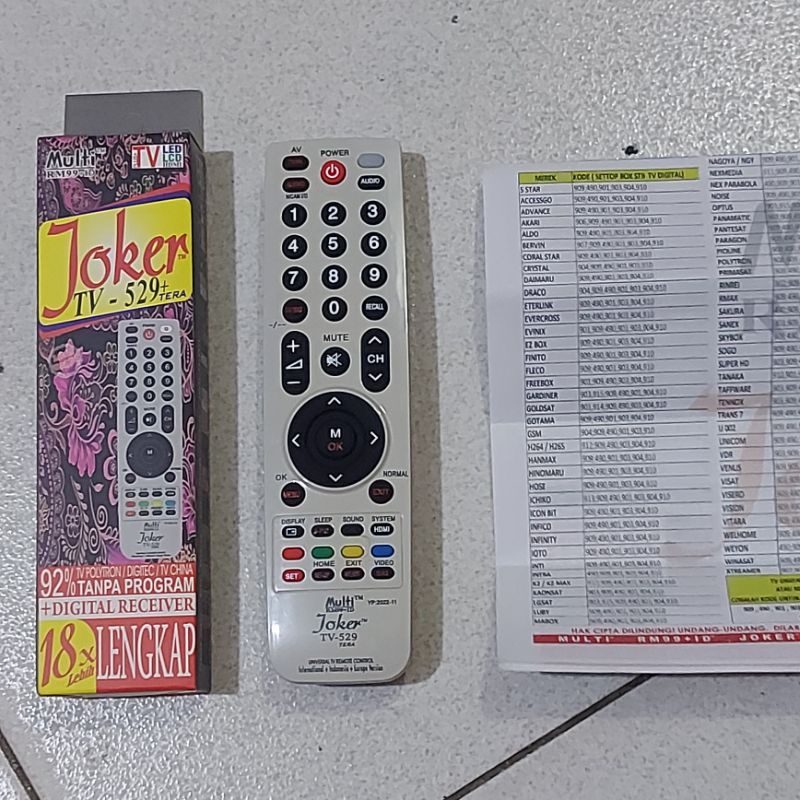 Jual Remot Joker 18X TV + STB + Digital Receiver Multi Universal - LED LCD TABUNG Plasma DLL ...
