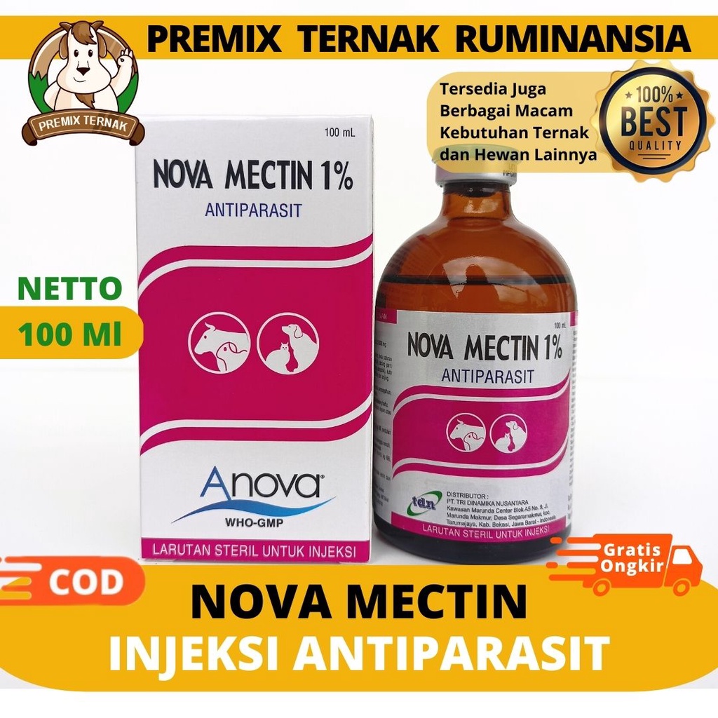 Jual NOVA MECTIN 1% 100ml - Obat Anti Parasit Hewan Gatal Scabies Gudig ...
