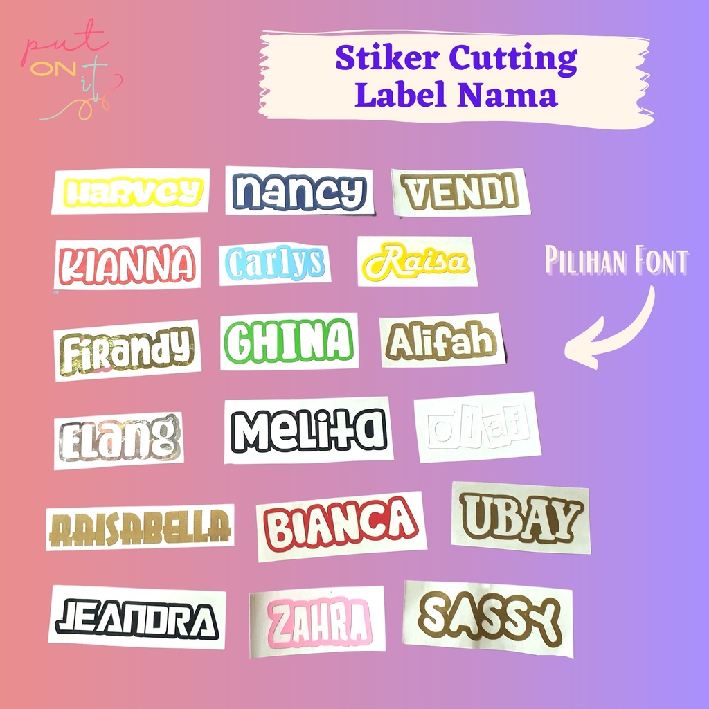 Jual Stiker cutting label nama custom / stiker nama waterproof cutting ...