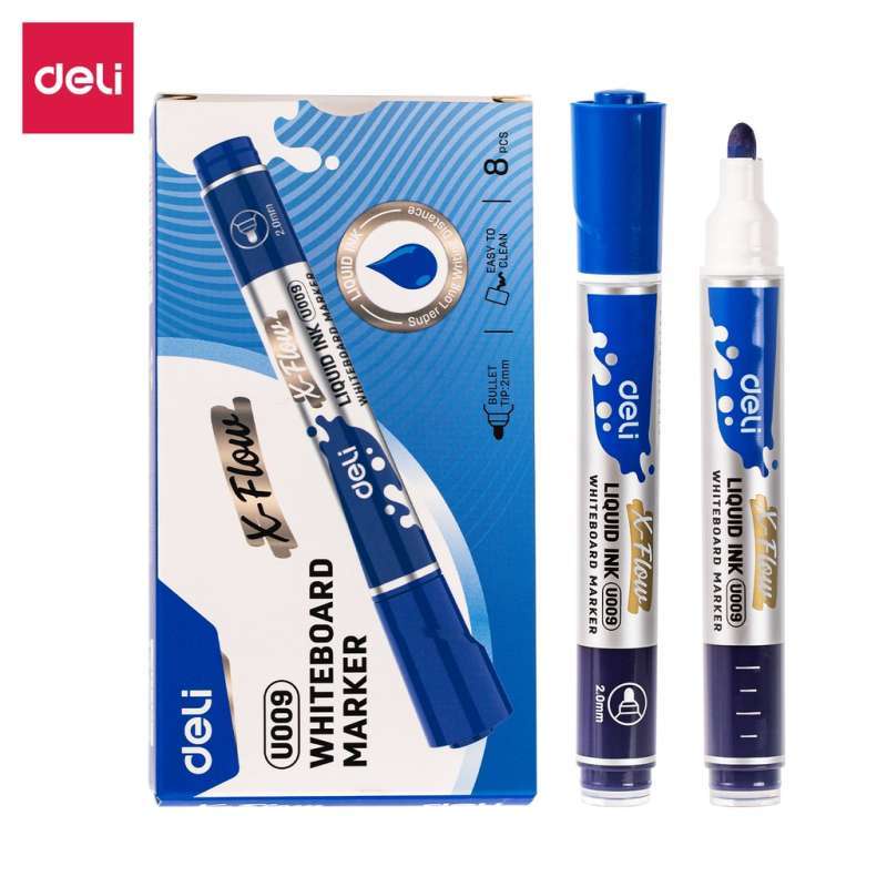 Jual Spidol Deli EU009-BL Whiteboard X-Flow BIRU | Shopee Indonesia