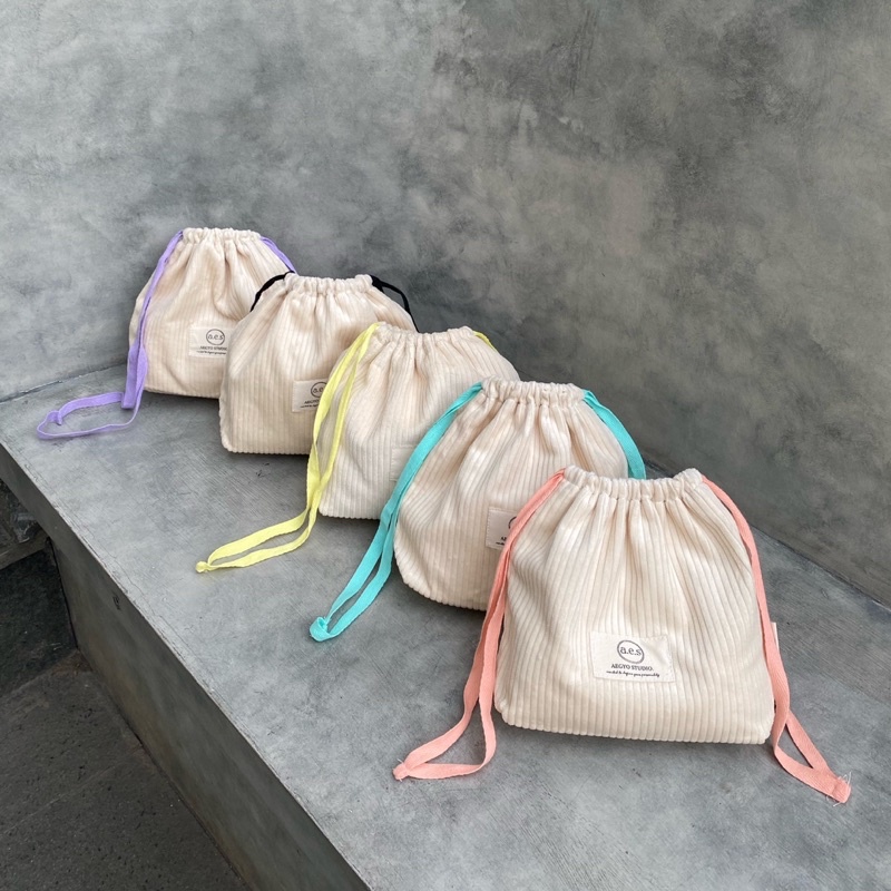 Jual INS KOREAN DALGOM MACARON DRAWSTRING POUCH TALI WARNA WARNI ...